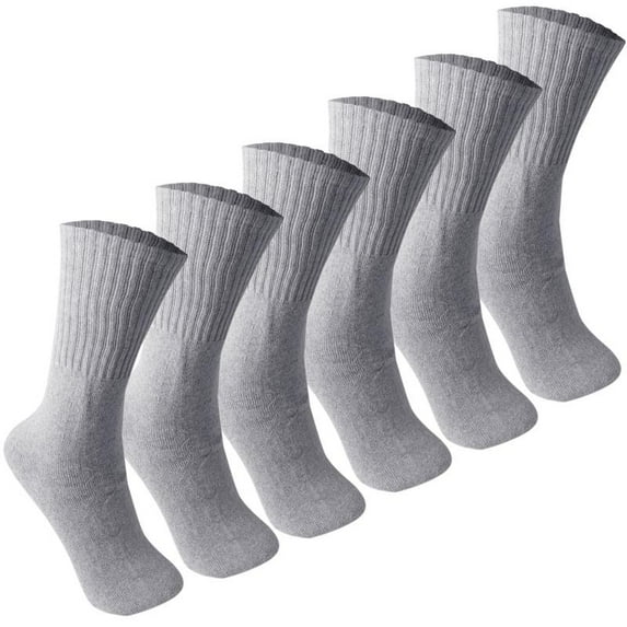 6 Pairs Mens Blackwhitegray Thick Sport Athletic Cotton Crew Socks Size 9 1110 13