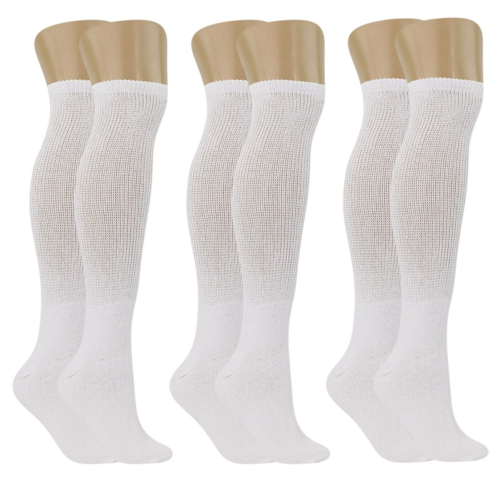 L&H SOCKS Diabetic Over The Calf Socks White 6 Pairs Circulatory Edema ...