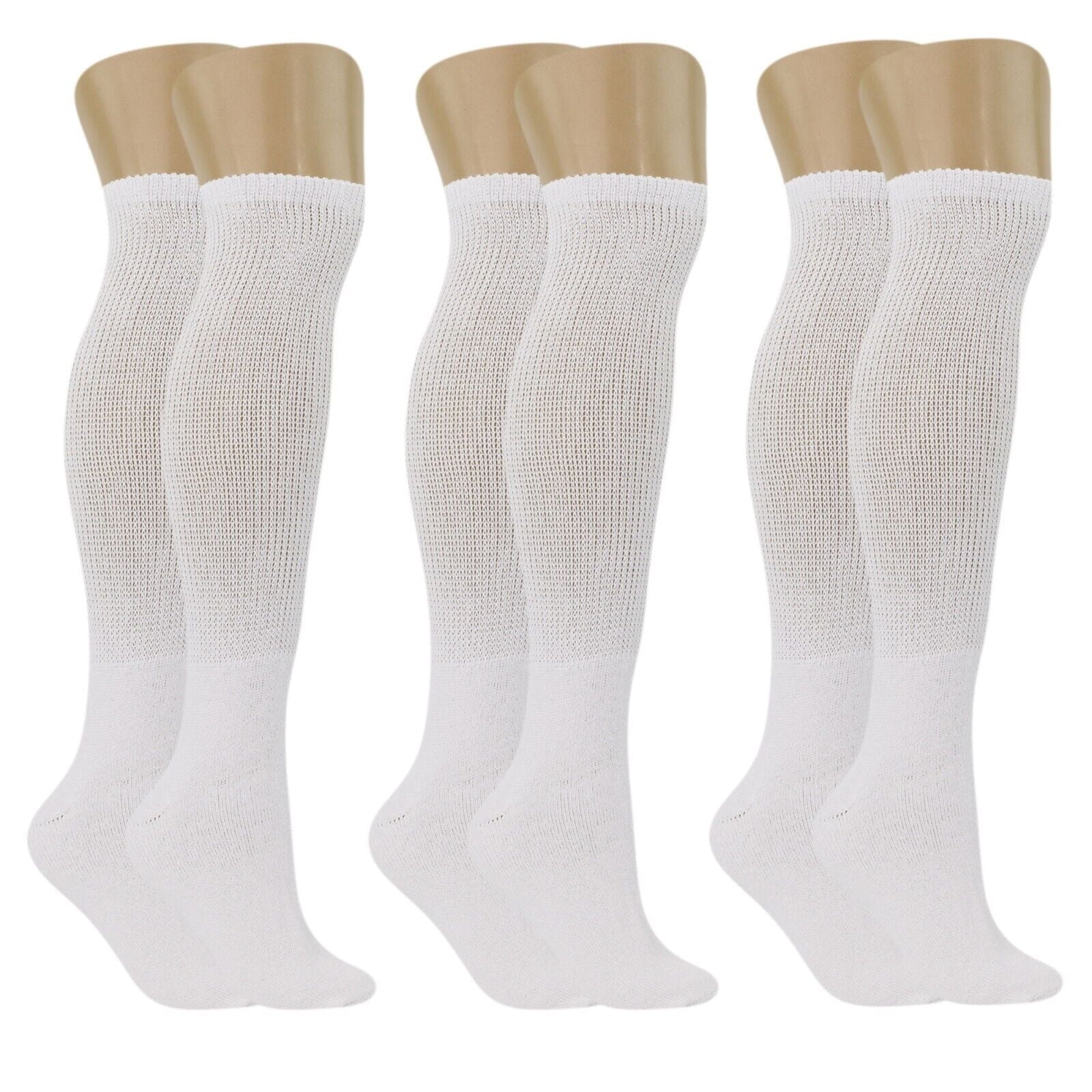 L&H SOCKS, 6 Pairs Men's Diabetic Over the Calf Socks, Cotton, Knee ...