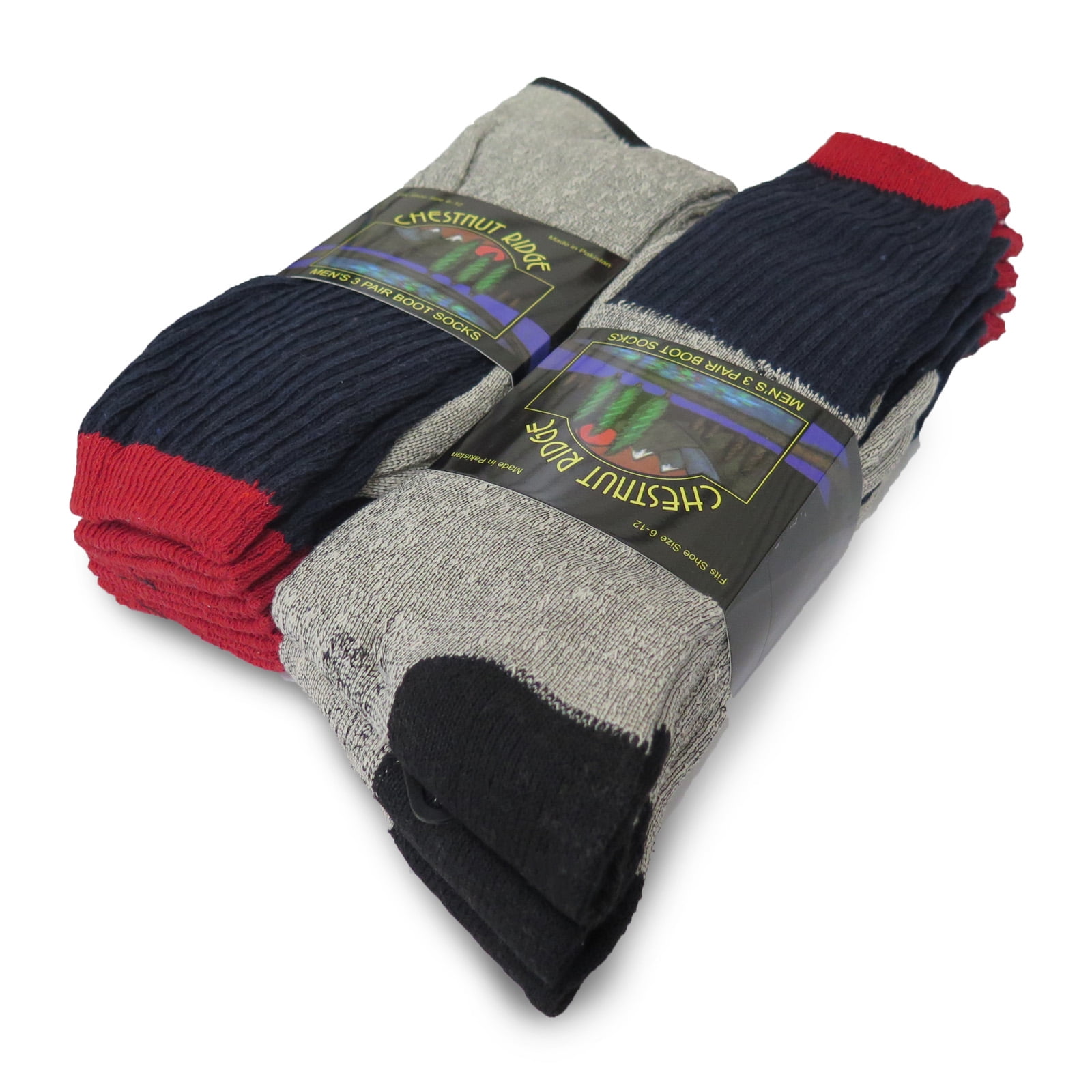 6 Pairs Mens Boot Socks Work Warm Hiking Winter Crew Thermal Heavy Duty ...