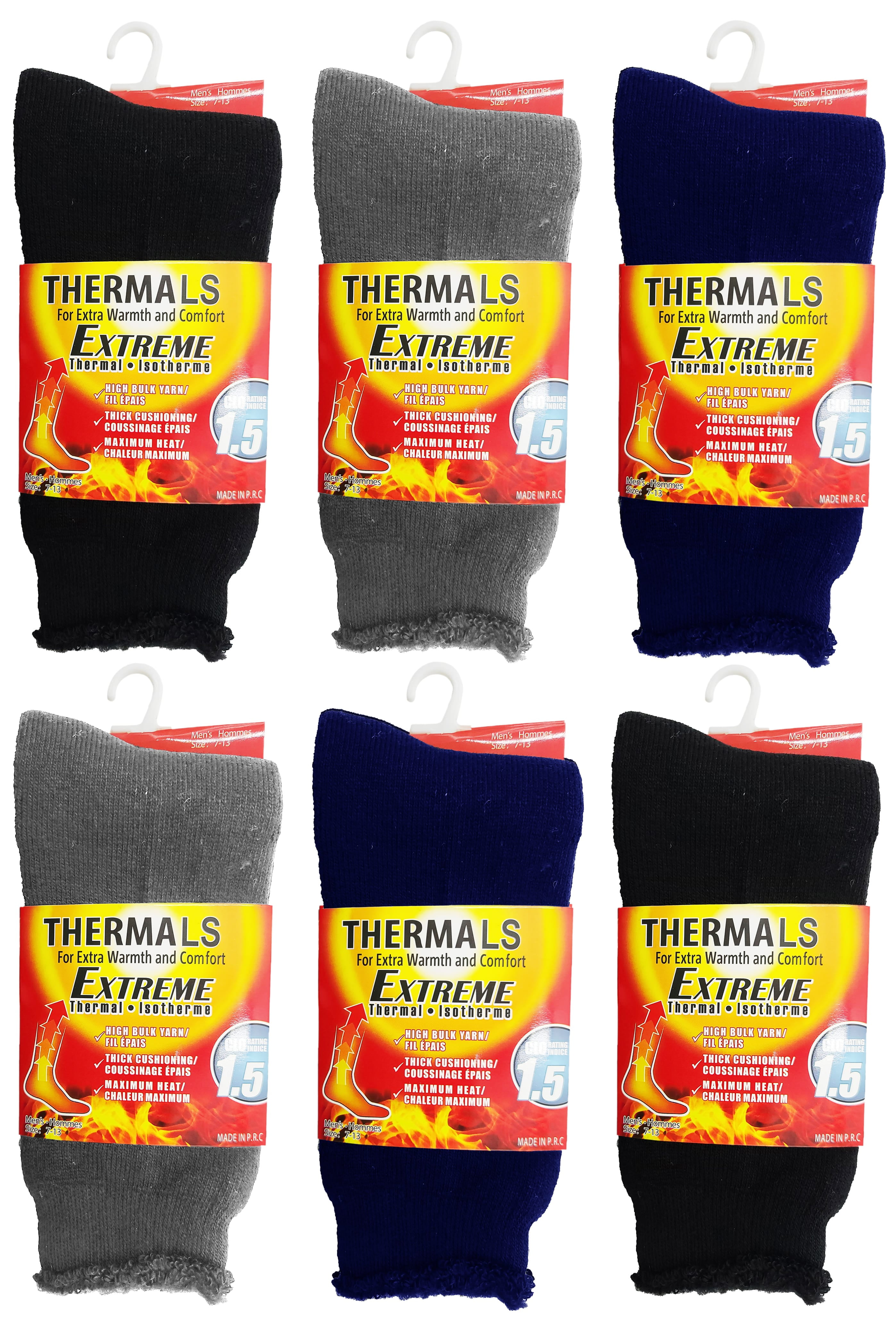 Walmart 6 Pairs Mens Thermal Socks, Warm Winter Thick Cushioned Crew ...