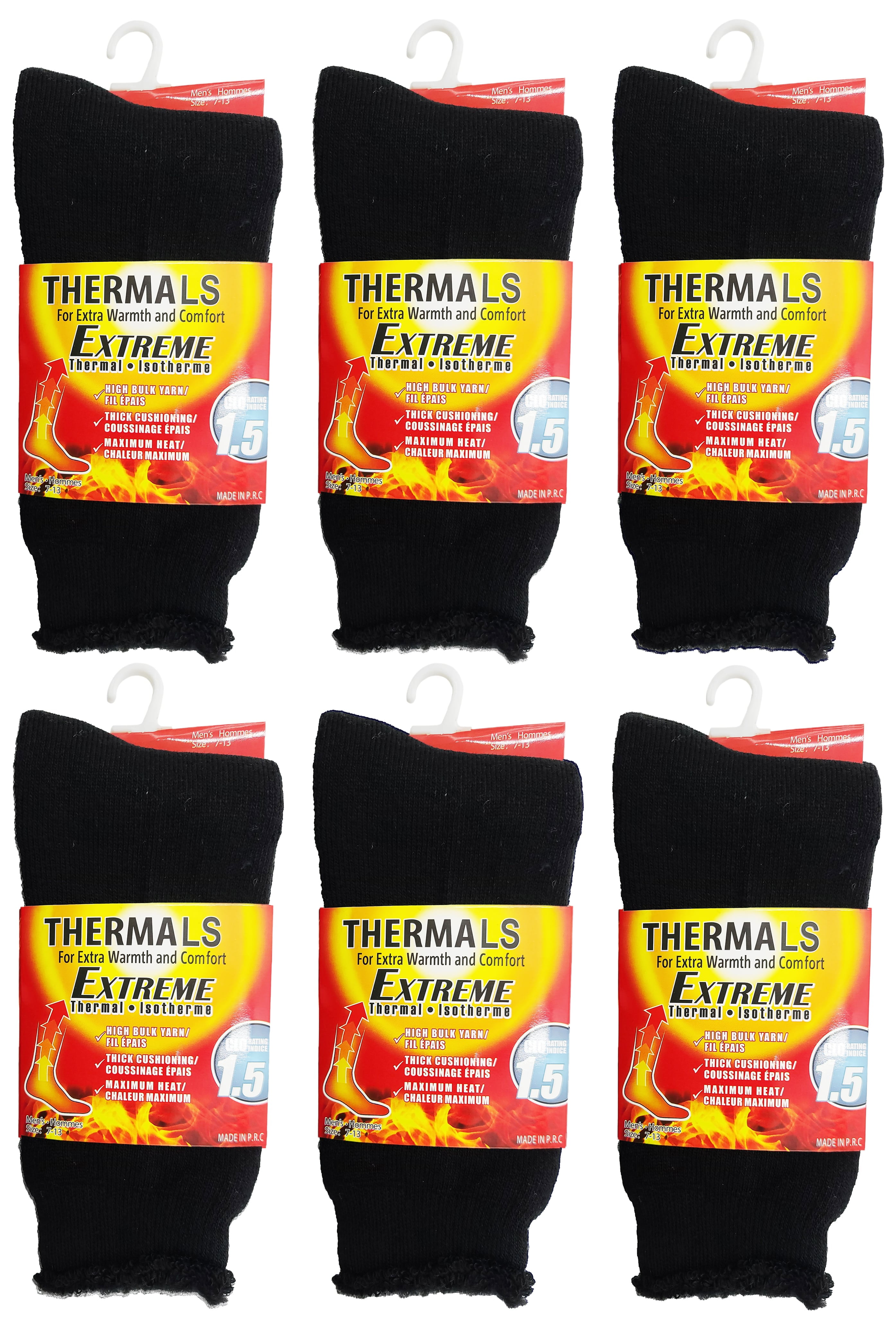 6 Pairs Mens Thermal Socks, Brushed Interior Warm Winter Thick Heavy ...