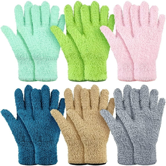 6 Pairs Microfiber Dusting Gloves, Dusting Cleaning Gloves Microfiber ...