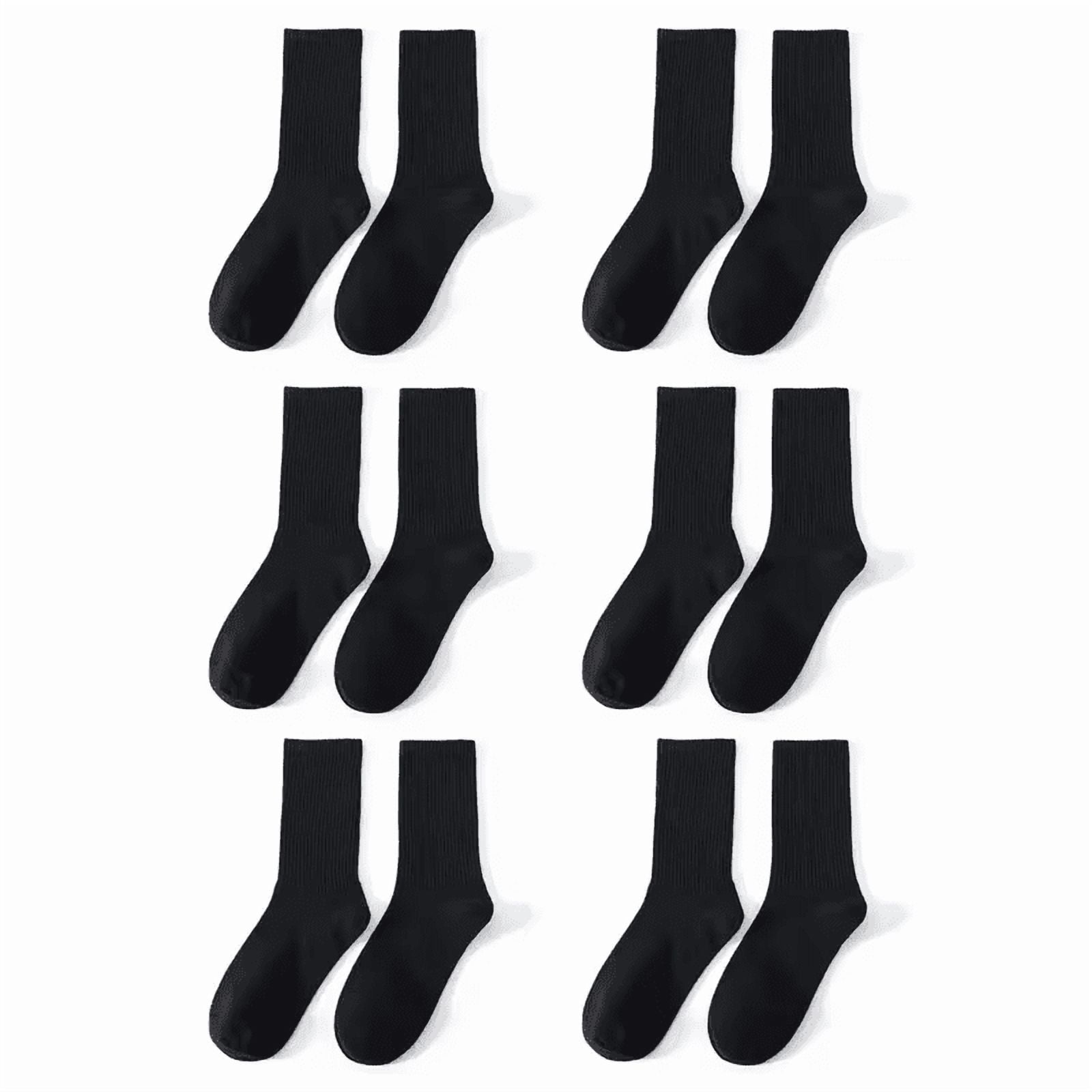 6 Pairs Middle Tube Socks For Men Solid Colour In White and Black ...