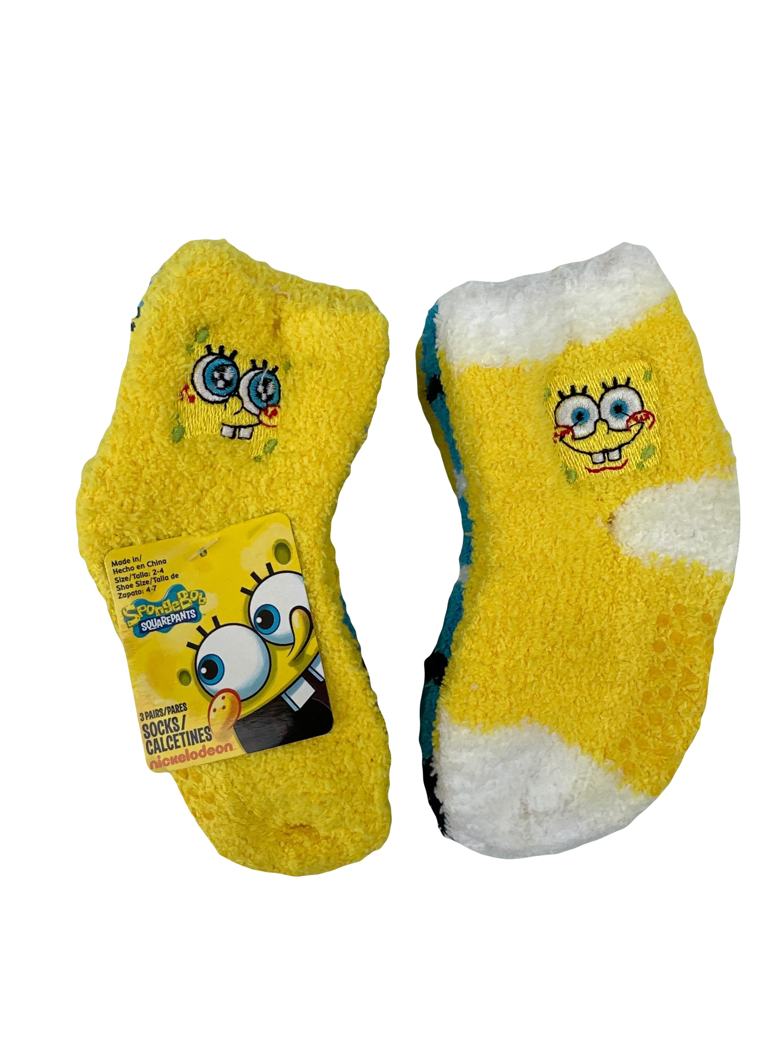 Nickelodeon Spongebob Squarepants 6 Pairs Fuzzy Socks, Assorted Colors ...