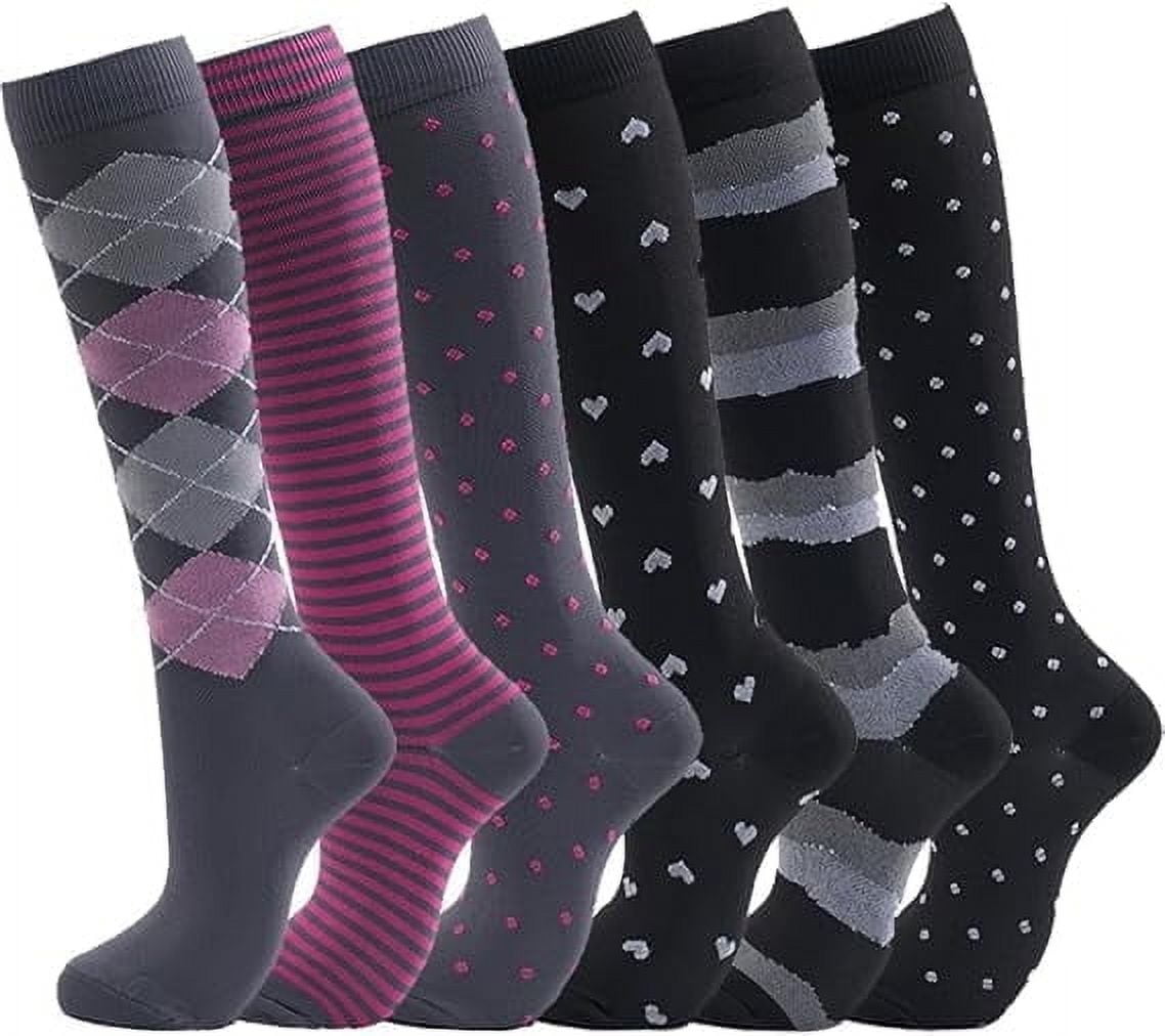 6 Pairs Nylon Compression Socks for Men and Women Compression Stocking ...