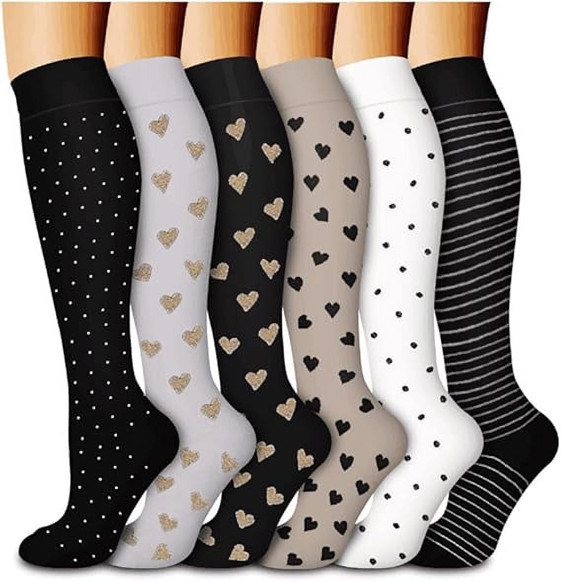 6 Pairs Nylon Compression Socks for Men and Women Compression Stocking ...