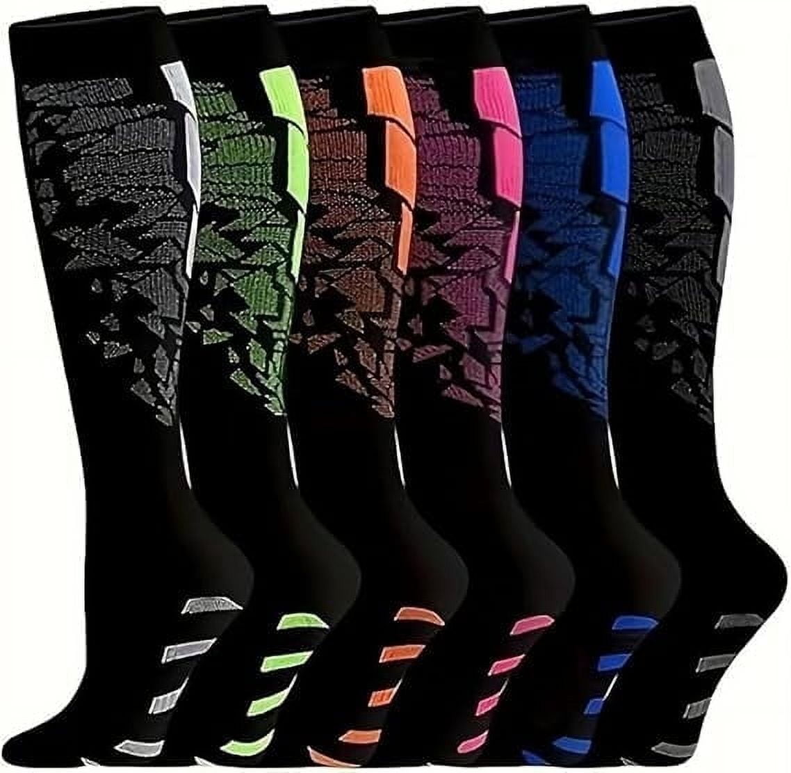 6 Pairs Nylon Compression Socks for Men and Women Compression Stocking ...