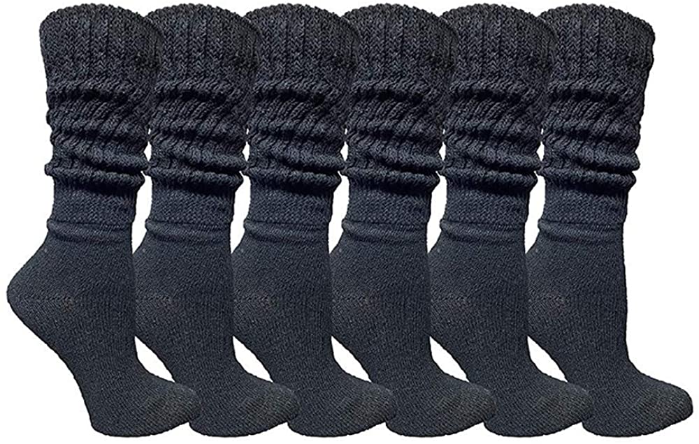 Women's Vintage Ribbed Style Slouch Boot Cotton Fall Winter Crew Socks ...