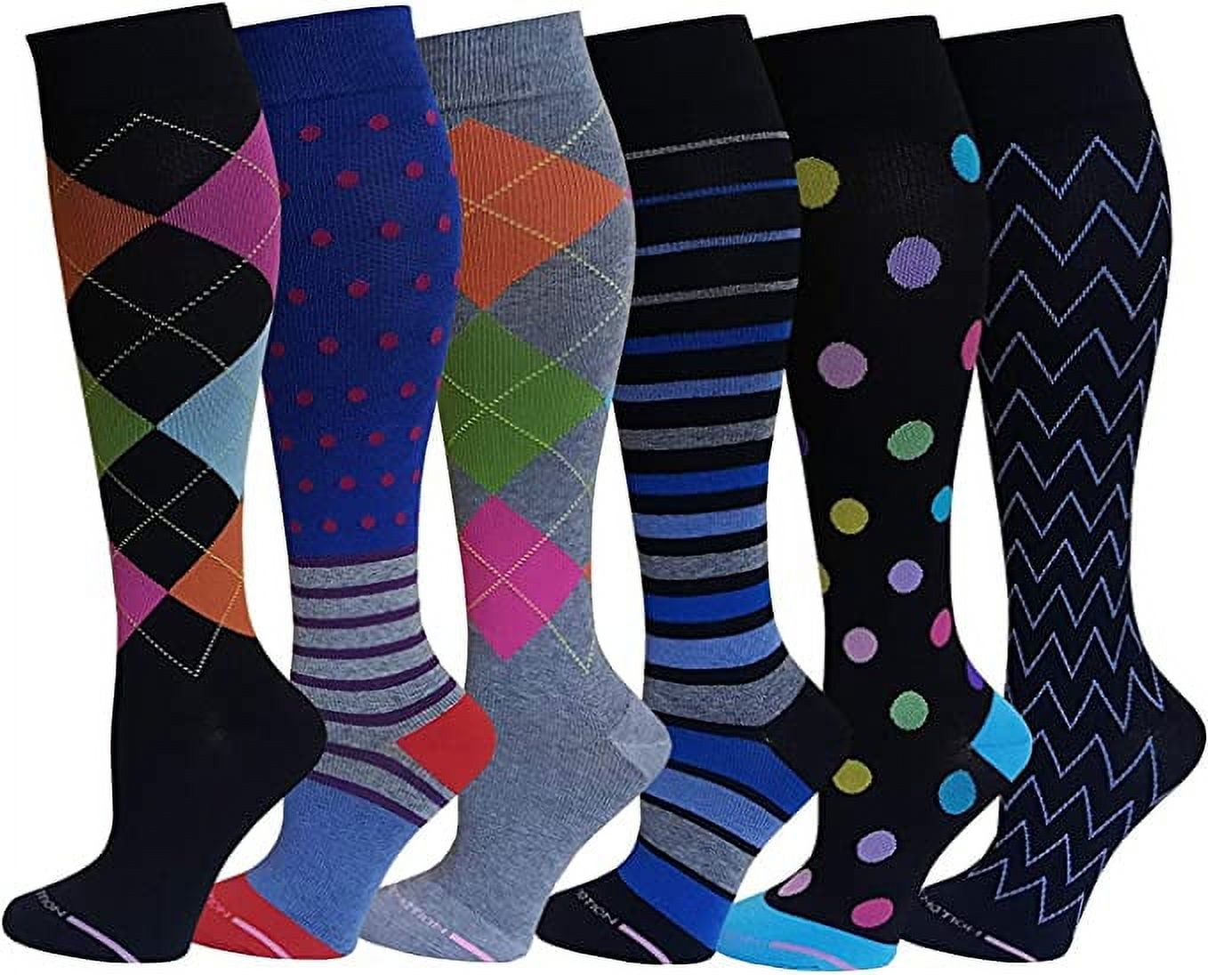 6 Pairs Pack Women Dr Motion Graduated Compression Knee High Socks (6 ...