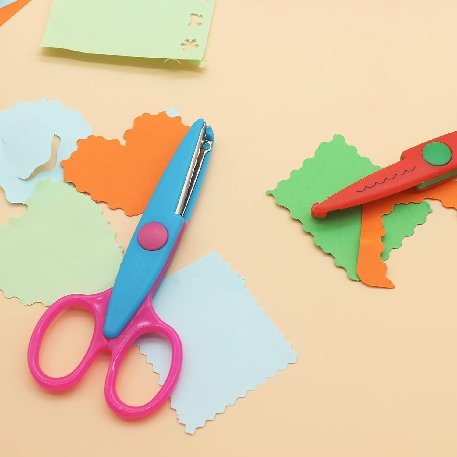 6 Pairs Paper Edge Scissors, Craft Scissors and Safe Scissors Colourful ...
