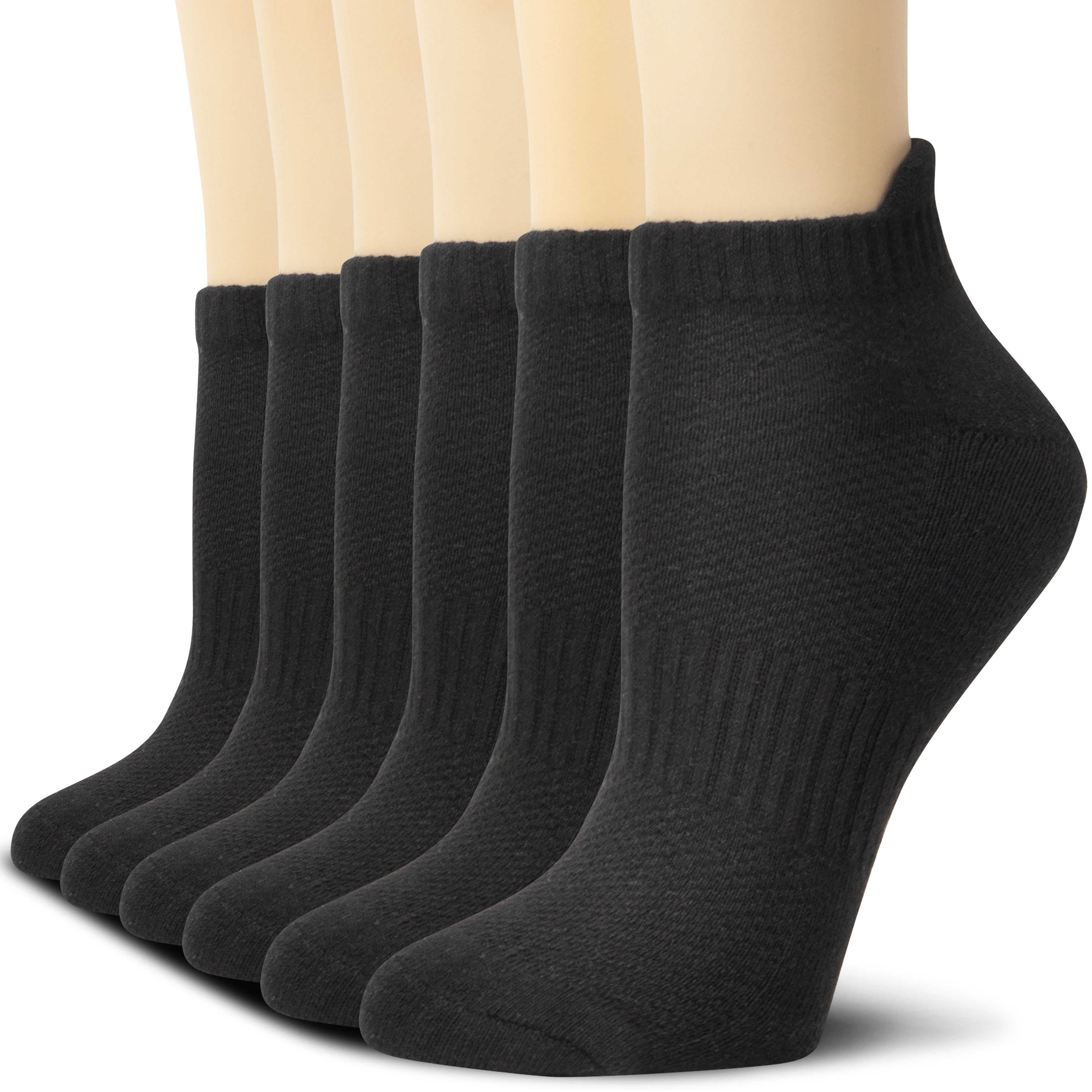 Performance 6-Pack Heavy Cushioned Running Cotton Socks, Low Cut ...