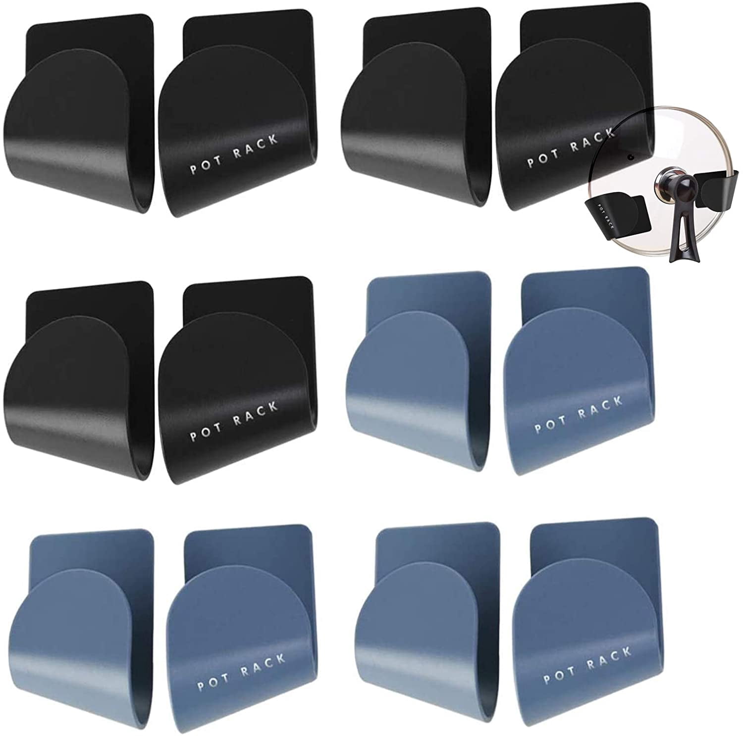 6 Pairs Pot Holders, No-Perforation Self-Adhesive Lid Holder For ...