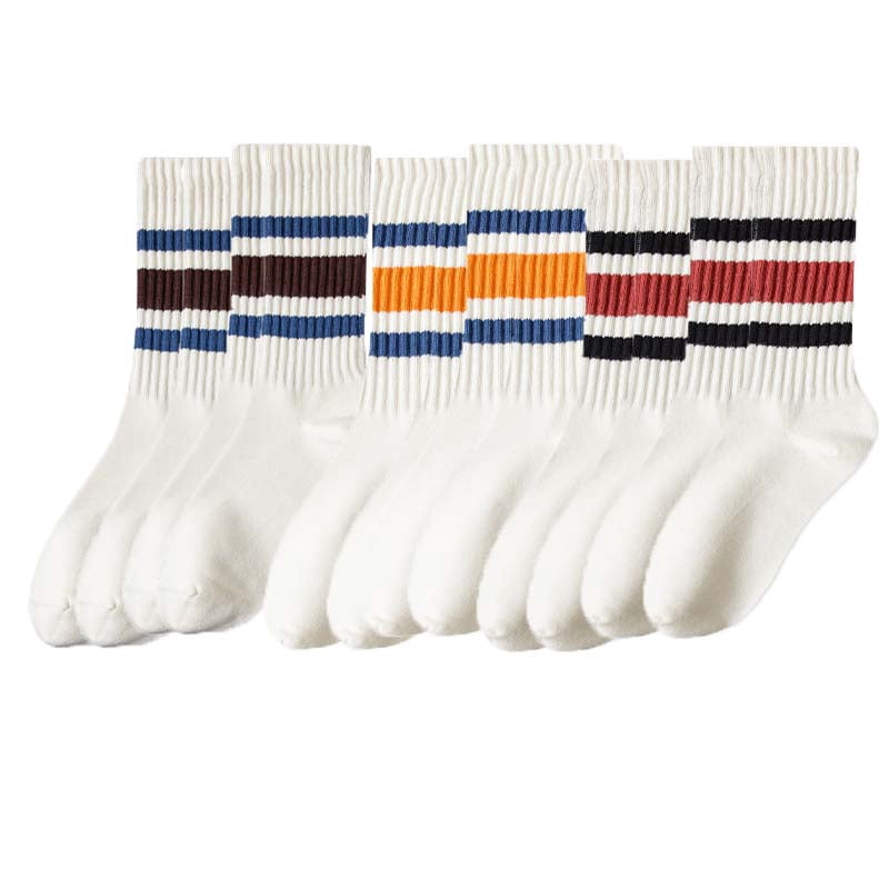6 Pairs Retro Socks for Women Striped Colorful vintage socks Cotton ...