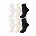 6 Pairs Ruffle Socks Women Frilly Lace Ankle Socks Cream Lolita ...