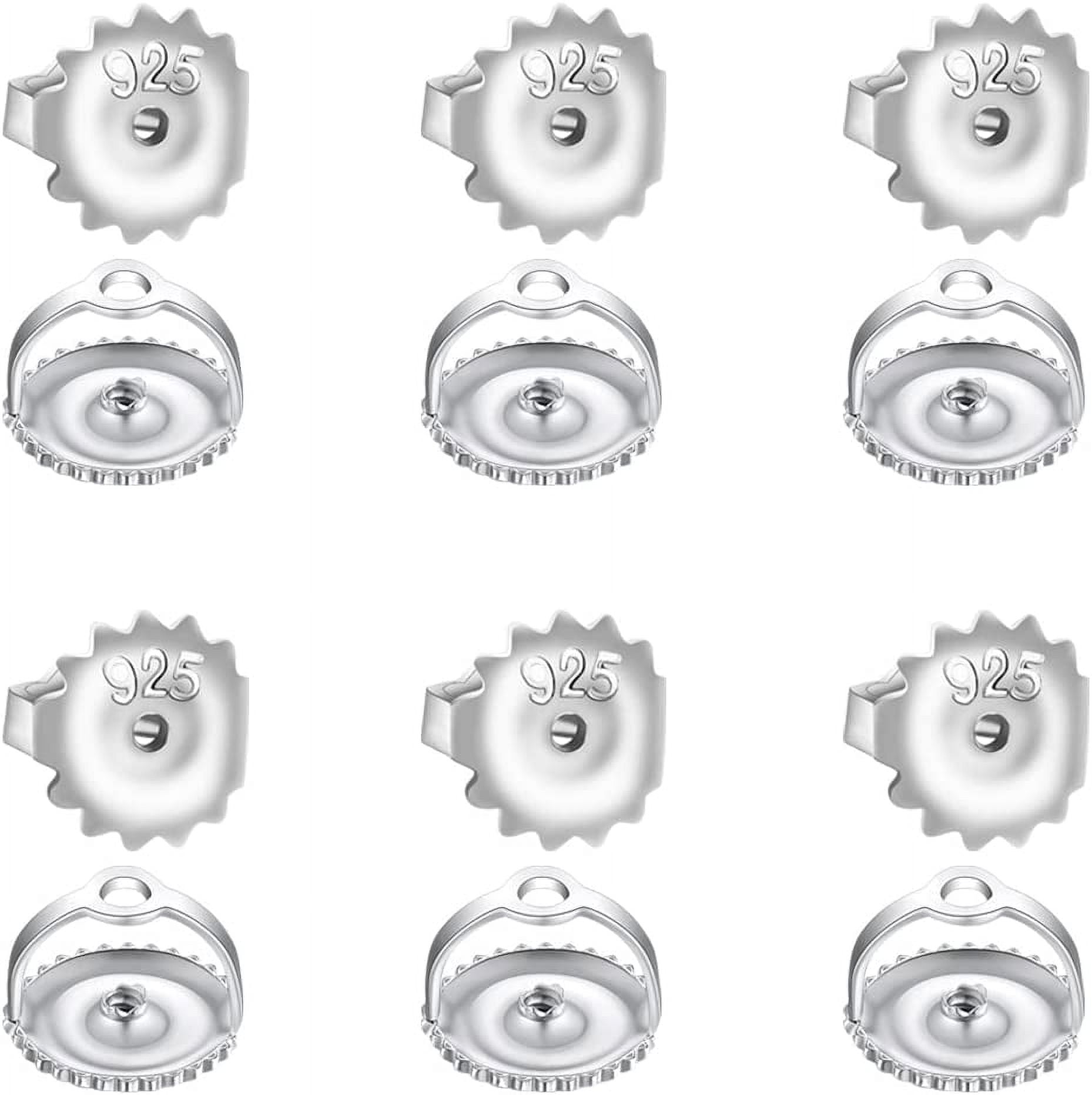 6 Pairs S925 Plated Screw Earring Backs Sterling Silver Screw On ...