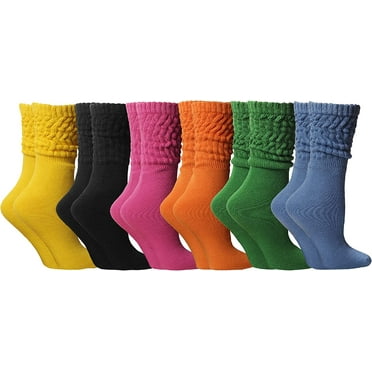Yacht & Smith Womens Soft Cotton Crew Slouch Socks, 6 Pairs Knee High ...