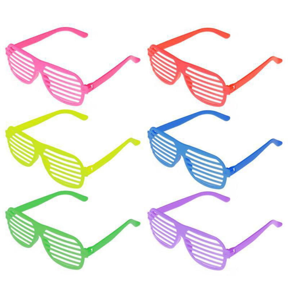 6 Pairs Shutter Glasses Shades Eyeglasses, Neon Color Slotted ...