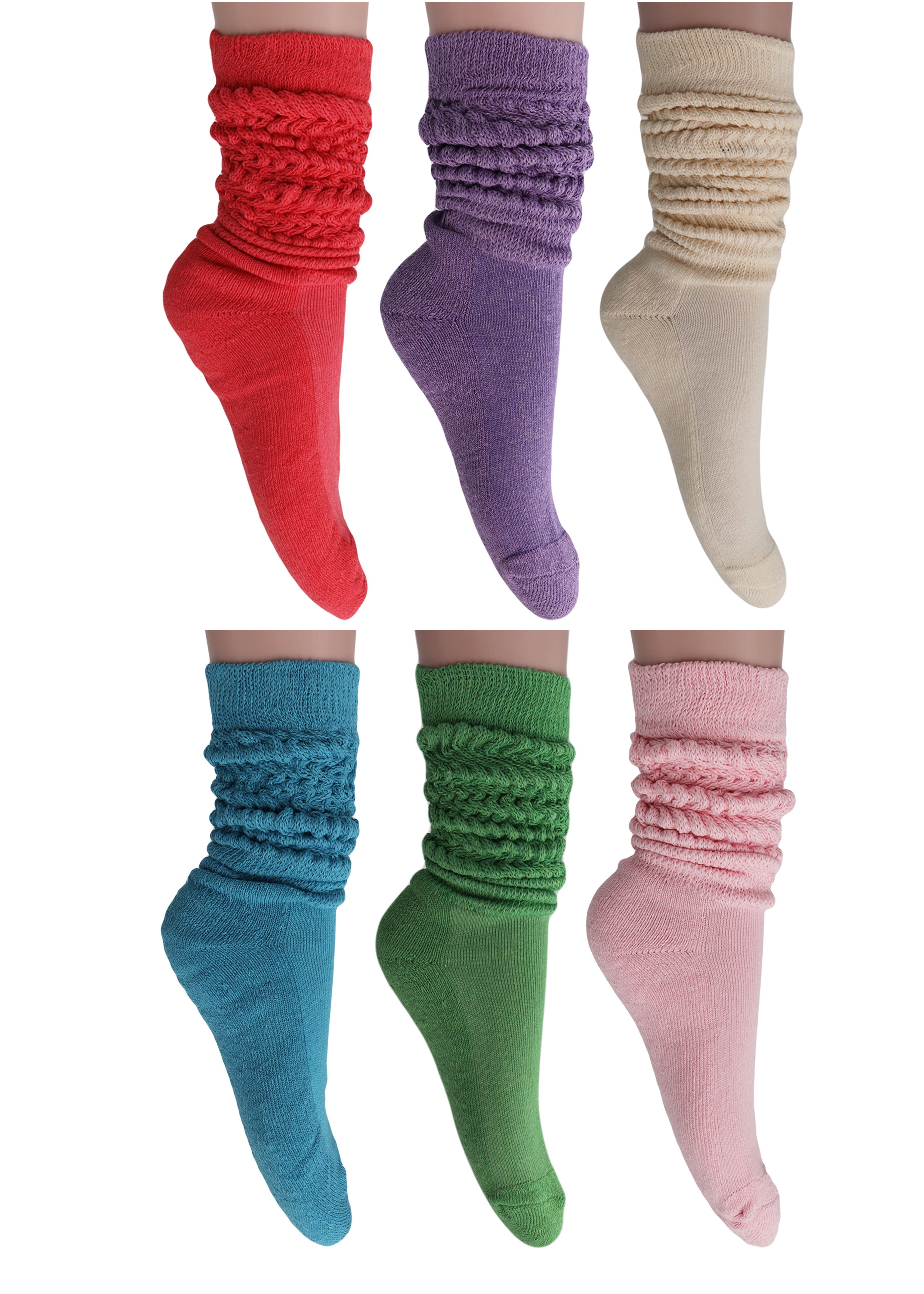 6 Pairs Slouch Knee High Scrunch Socks for Women and Men - (Hot Pink ...