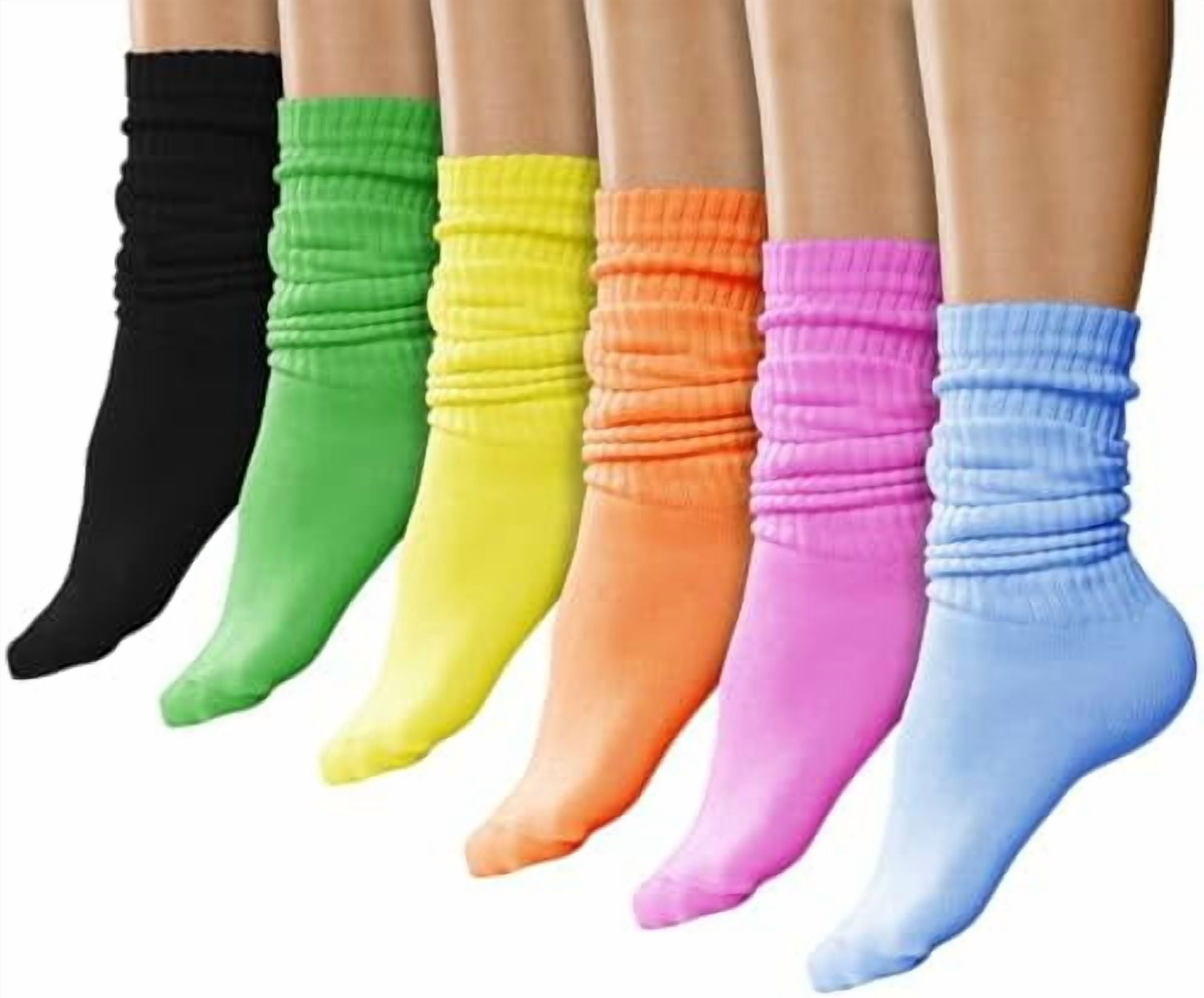 6 Pairs Slouch Socks for Women, Soft Extra Long Scrunch Knee High Sock ...