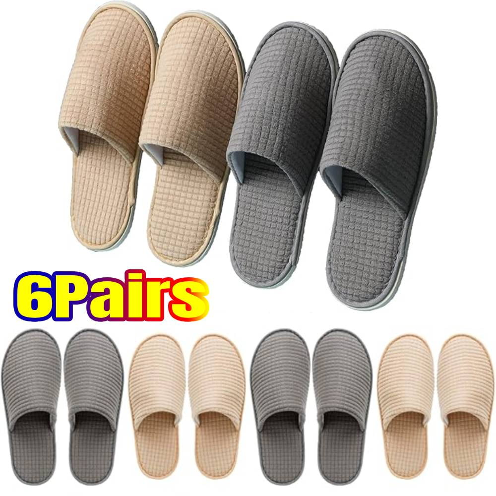 6 Pairs Spa Slippers,Non Slip Disposable Slippers For Guest,Washable ...