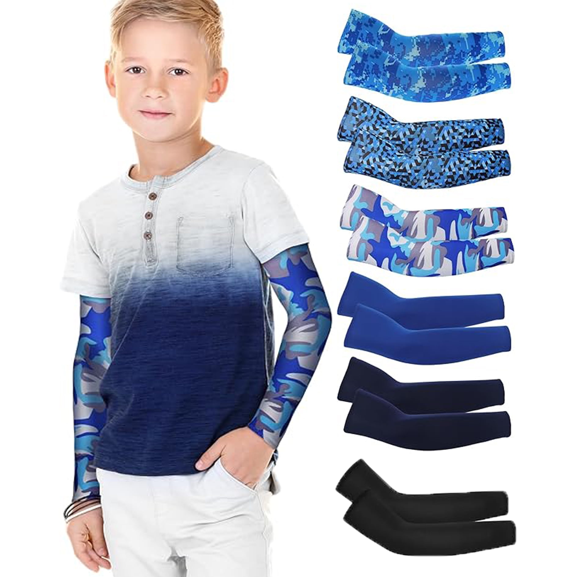 6 Pairs Sports Arm Sleeves for Kids Basketball Baseball Football Arm ...