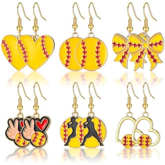 6 Pairs Sports Earrings for Women Game Earrings Jewelry Football ...
