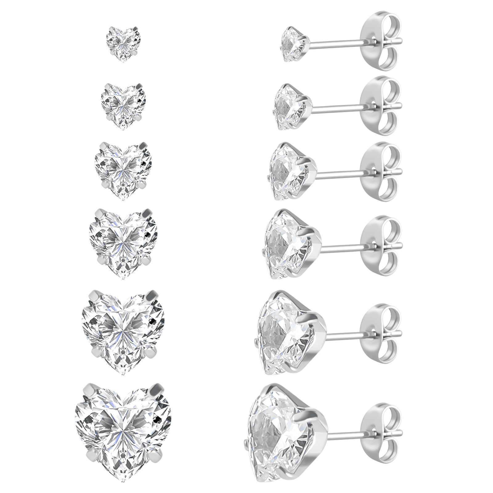 6 Pairs Surgical Stainless Steel Screw back Stud Earrings, 18K Gold ...