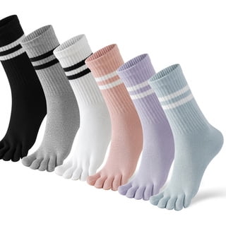 6 Pairs Toe Socks Women Five Fingers Crew Socks for Running Athletic ...