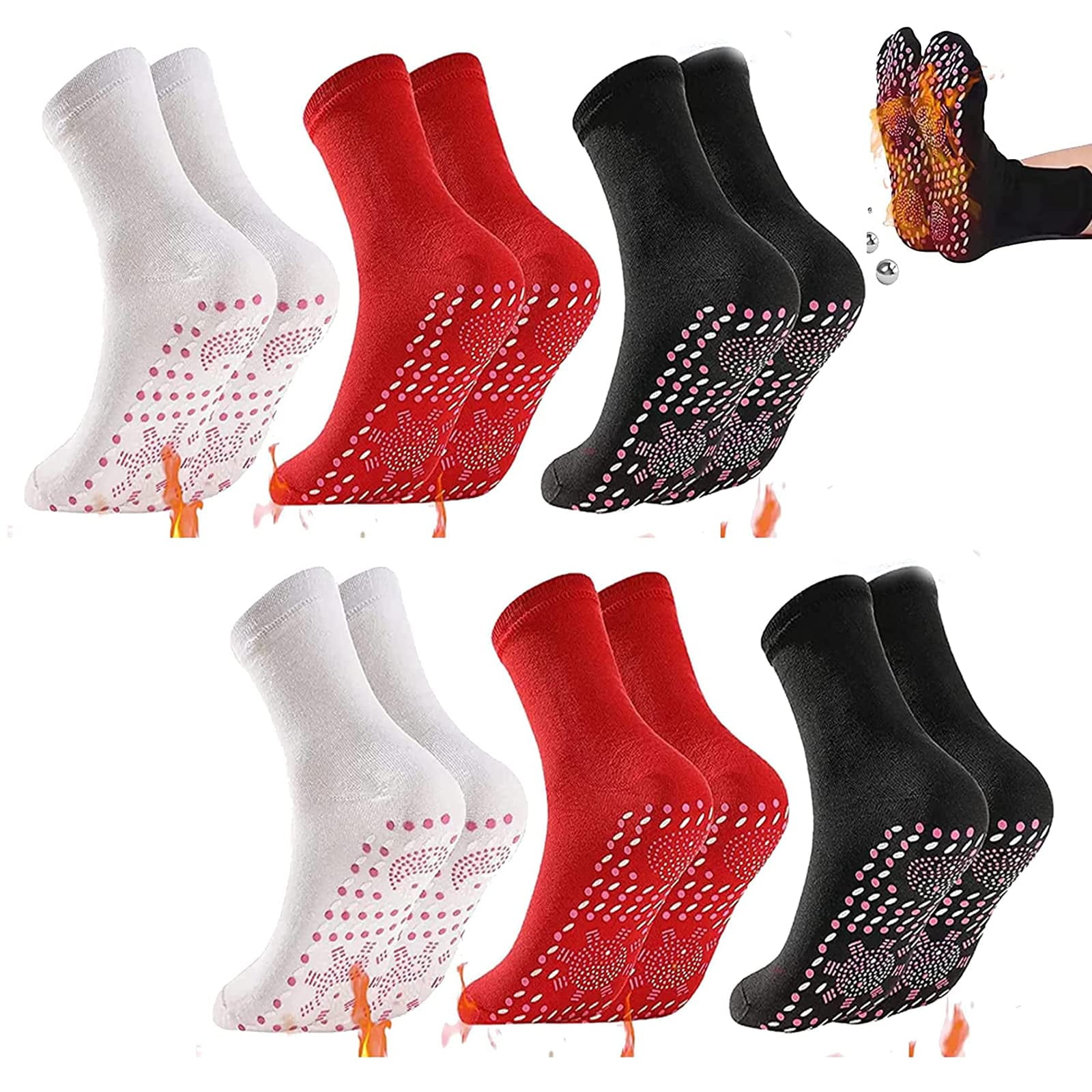 6 Pairs Tourmaline Slimming Health Sock, Tourmaline Acupressure Self ...