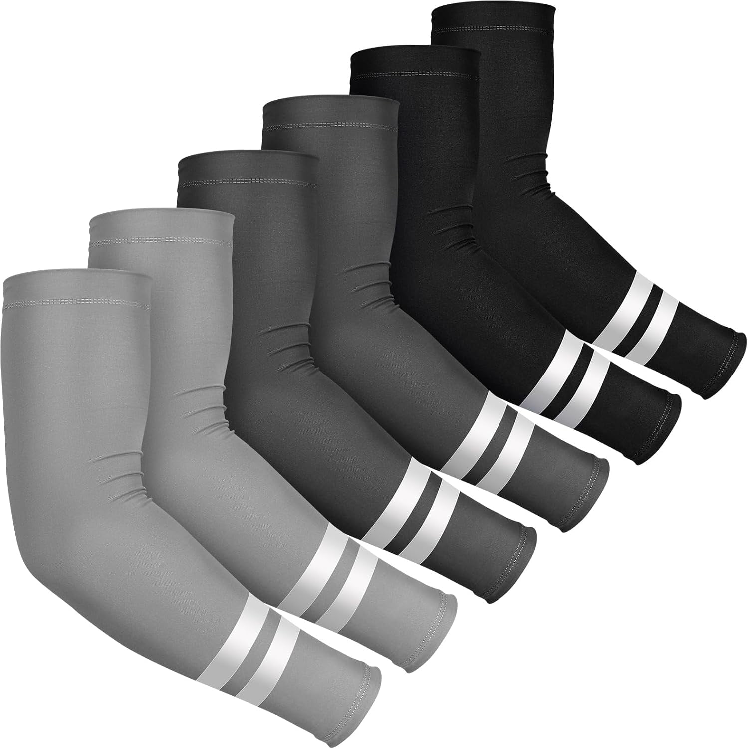 6 Pairs UV Sun Protection Arm Sleeves Cooling Compression Arm Sleeves ...