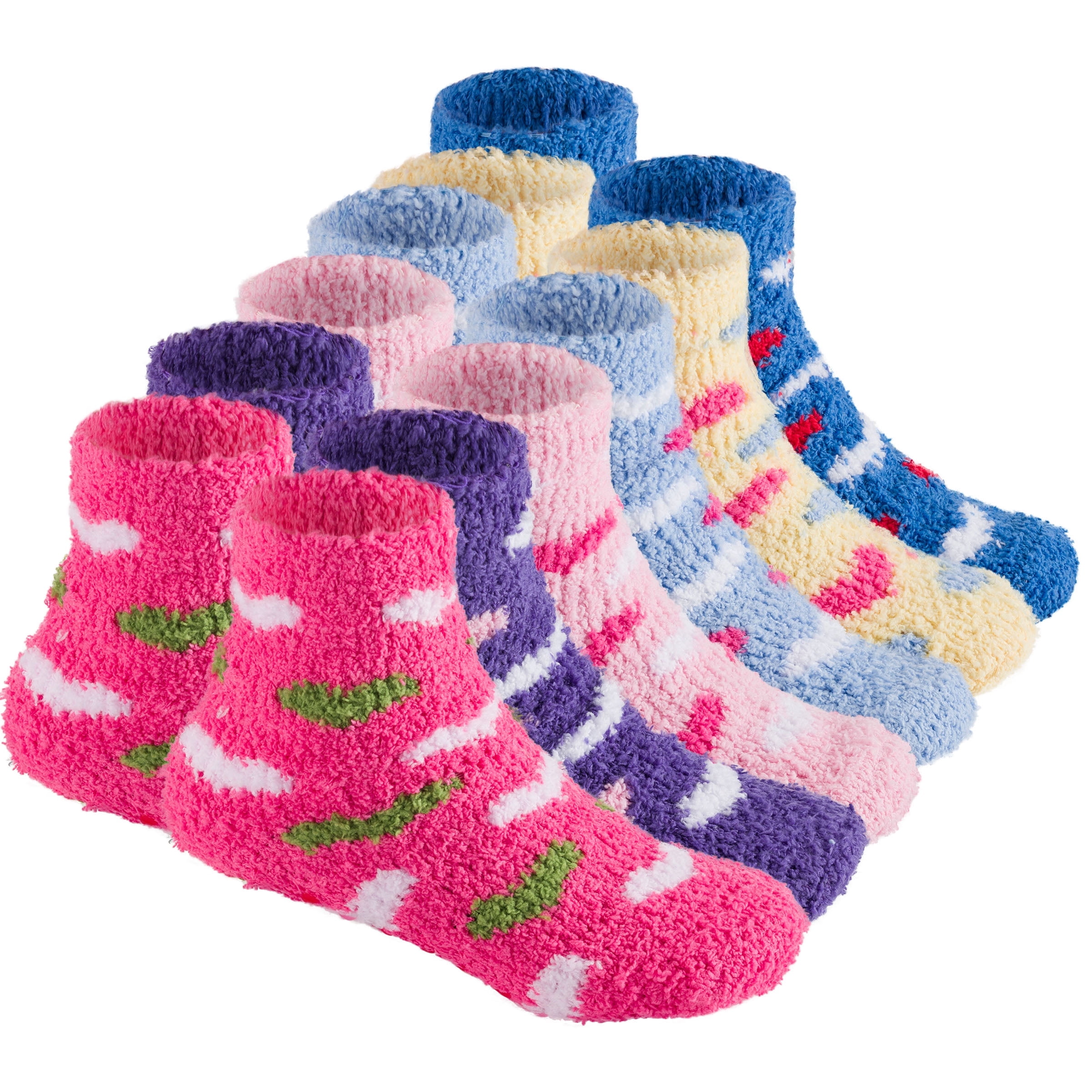 6 Pairs Warm Fuzzy Socks for Kids with Grippers - Non Skid Slipper ...