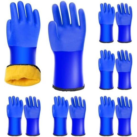 6 Pairs Waterproof Winter Gloves for Men Freezer Work Warm Fleece Lined ...