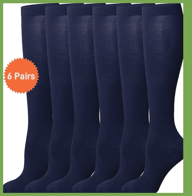 6 Pairs Wide Calf Compression Socks for Women Men: Wide Calf 15-20 mmHg ...