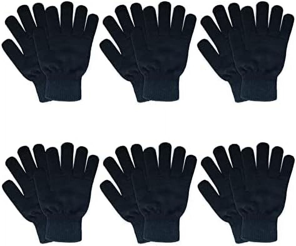 Trinyaa 6 Pairs Black Winter Knit Gloves, Warm Stretchy Acrylic Gloves ...