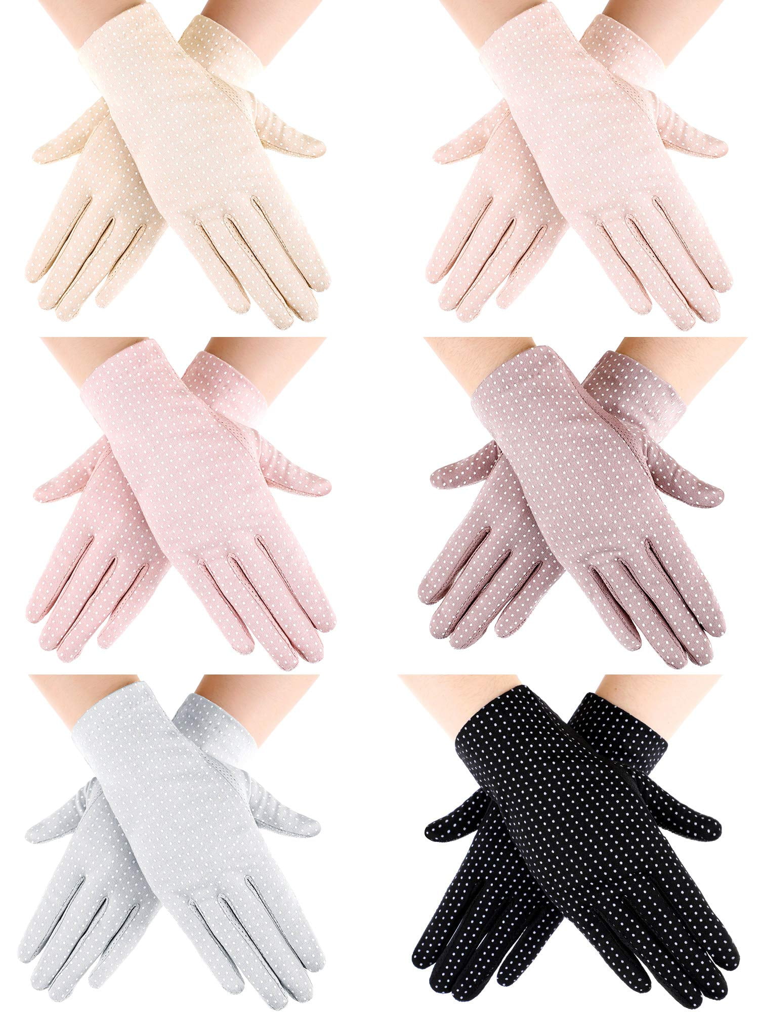 6 Pairs Women Summer UV Protection Gloves Touchscreen Driving Gloves ...