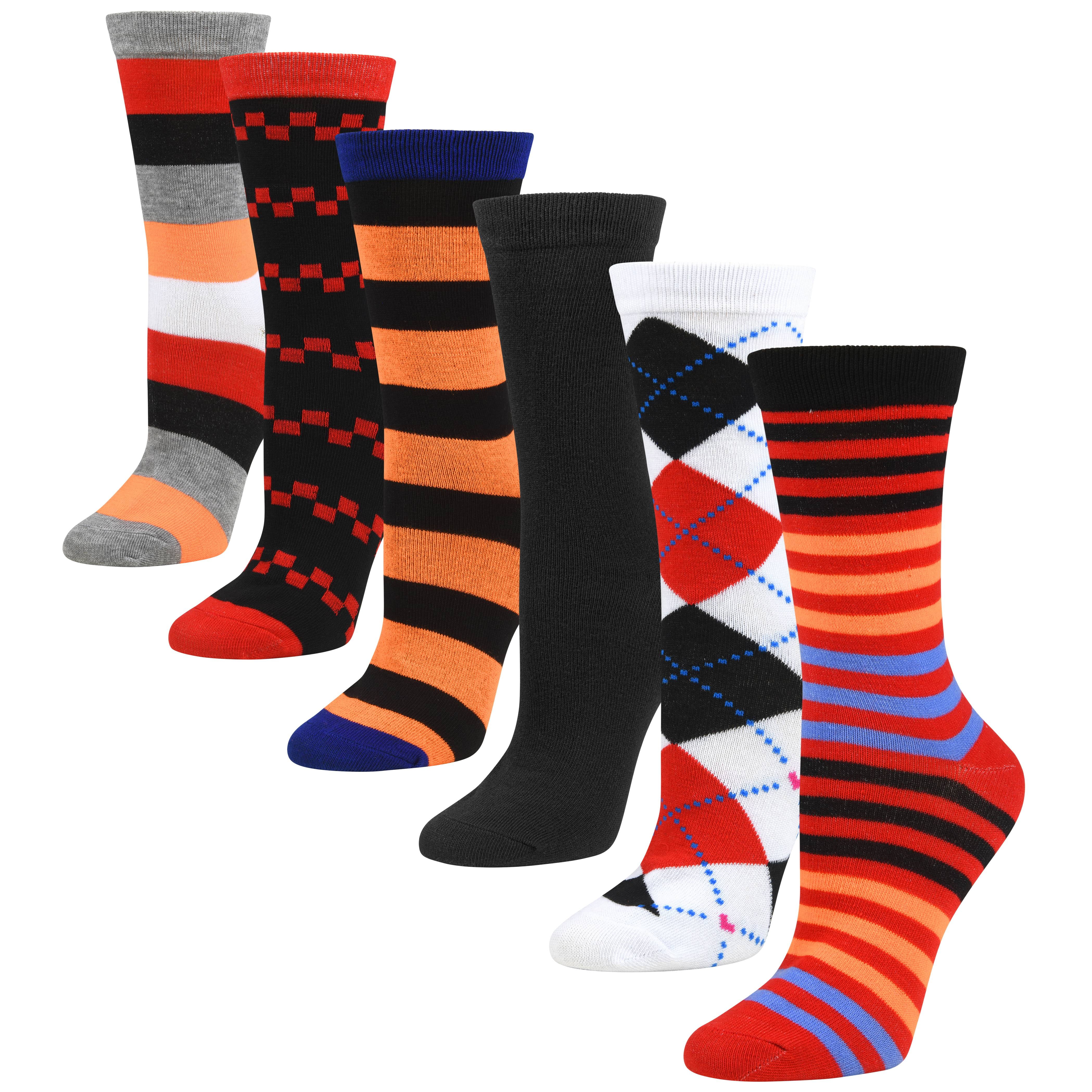 6 Pairs Women’s Colorful Crew Socks Novelty Patterned Fun Socks for ...