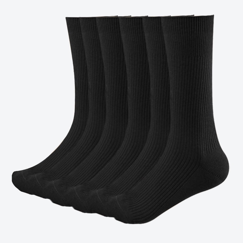 6 Pairs Women's Cotton Crew Socks Size 6-11 - Double Needle, Tube Socks ...