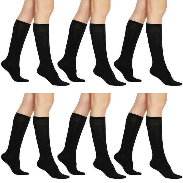 6 Pairs Women’s Sheer Knee Massage Socks with Reinforced Toe and Base ...