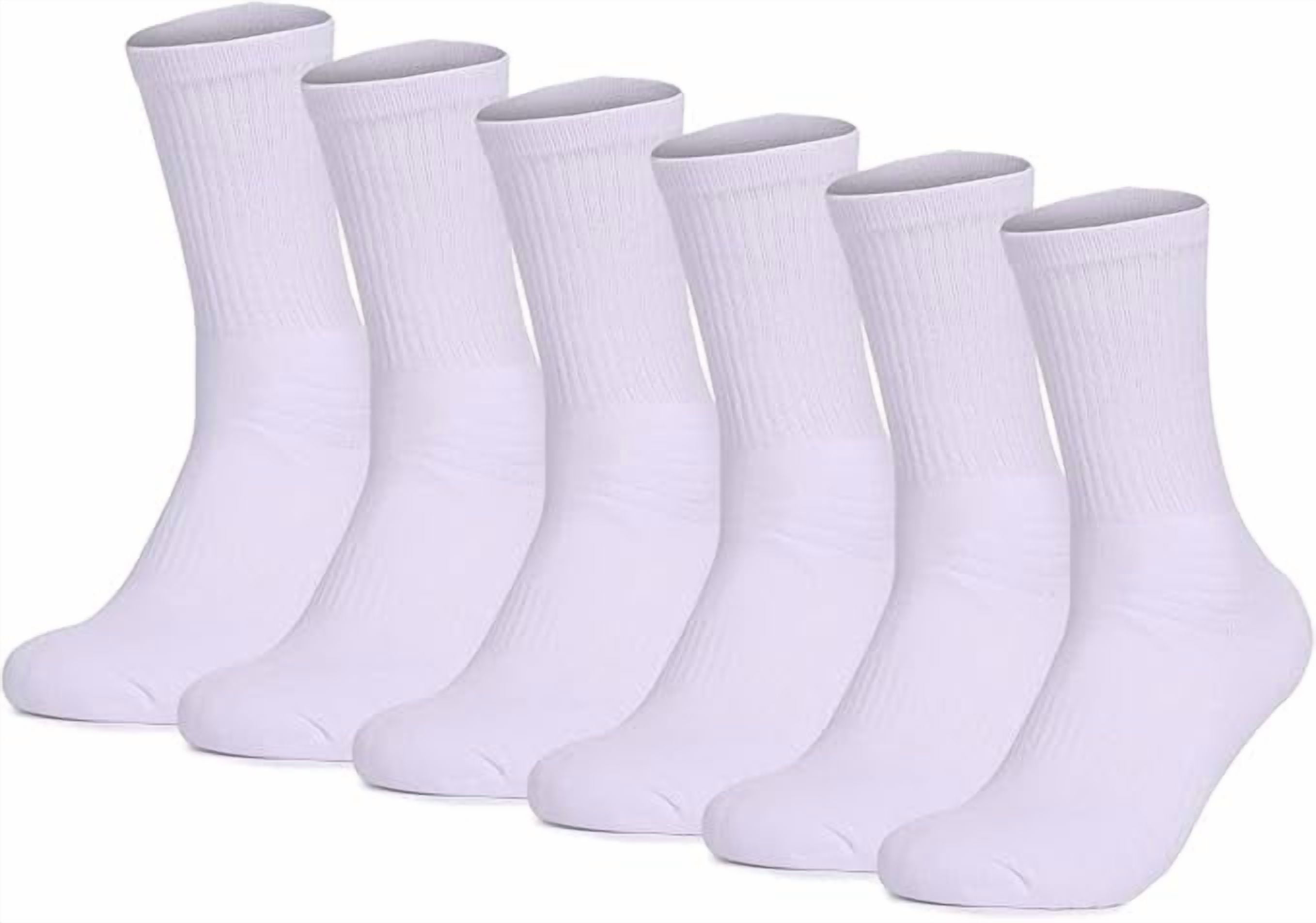 6 Pairs Women's Solid Sports Athletic Casual Work Plain Crew Socks ...