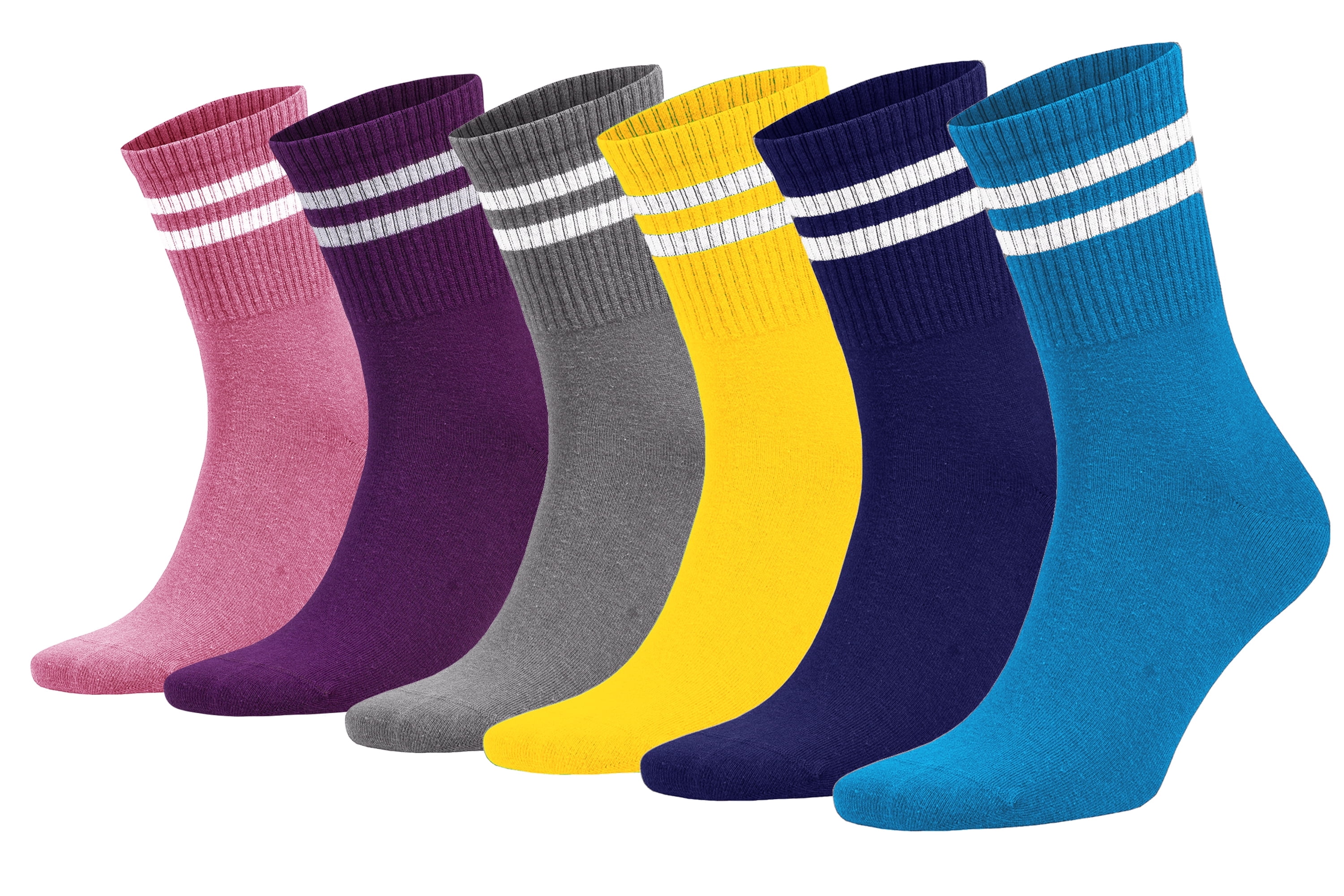 6 Pairs Women’s Tennis Crew Socks Cotton Extra Thin Breathable Socks ...