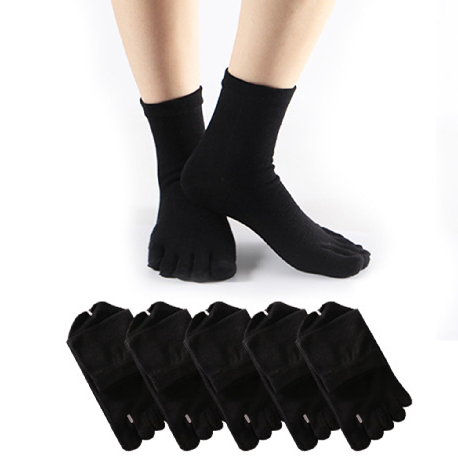 Toe Socks Liner Crew Socks for Women Five Finger Socks 6 Pairs Running ...