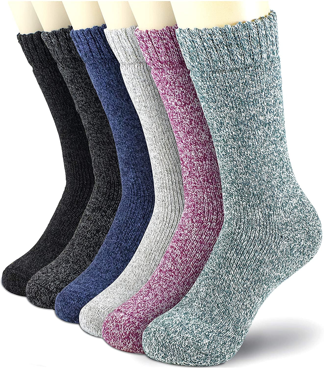6 Pairs Women's Wool Merino Winter Thermal Boot Insulated Heated Socks ...