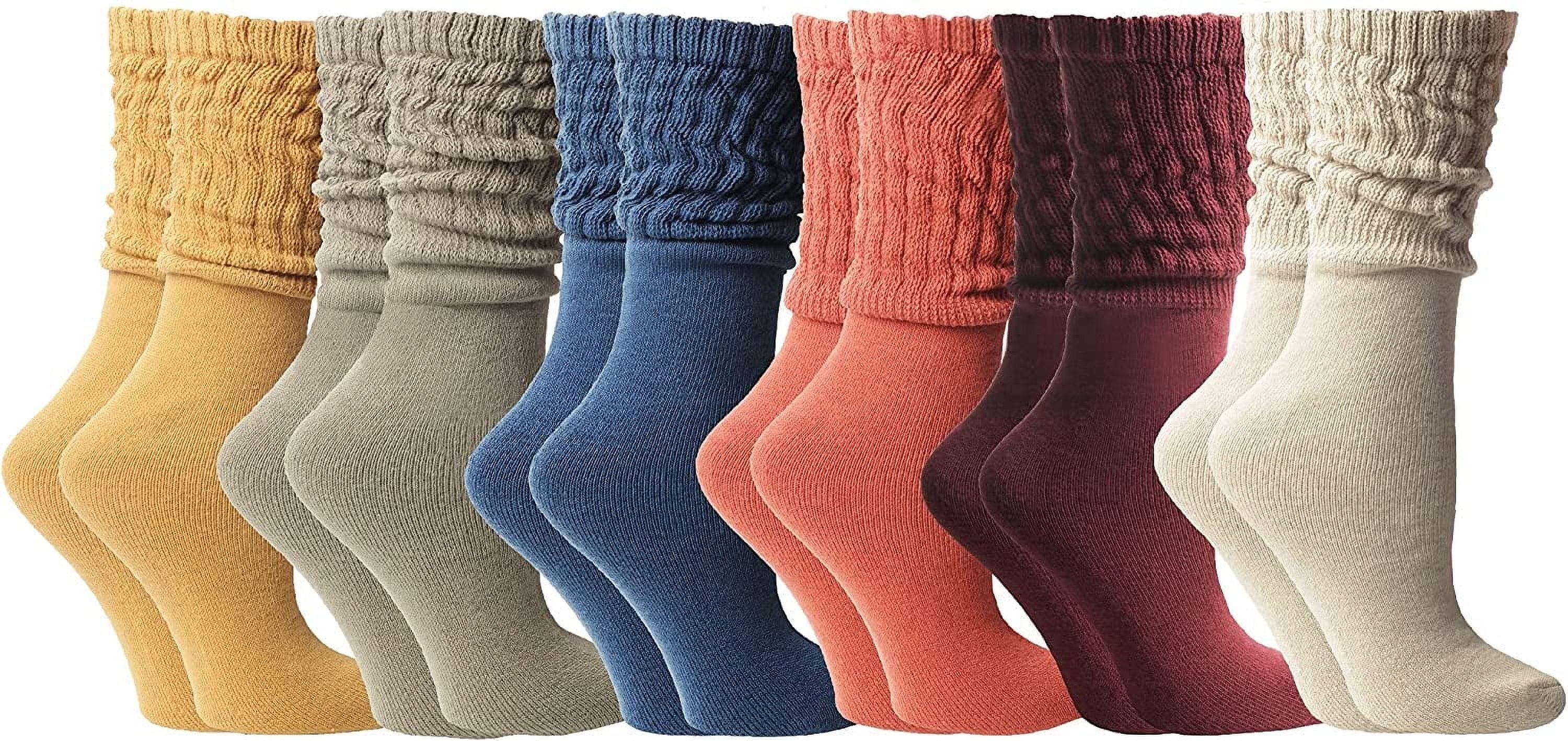 Yacht & Smith 6 Pack Womens Cotton Slouch Crew Socks, Knee High Boot ...
