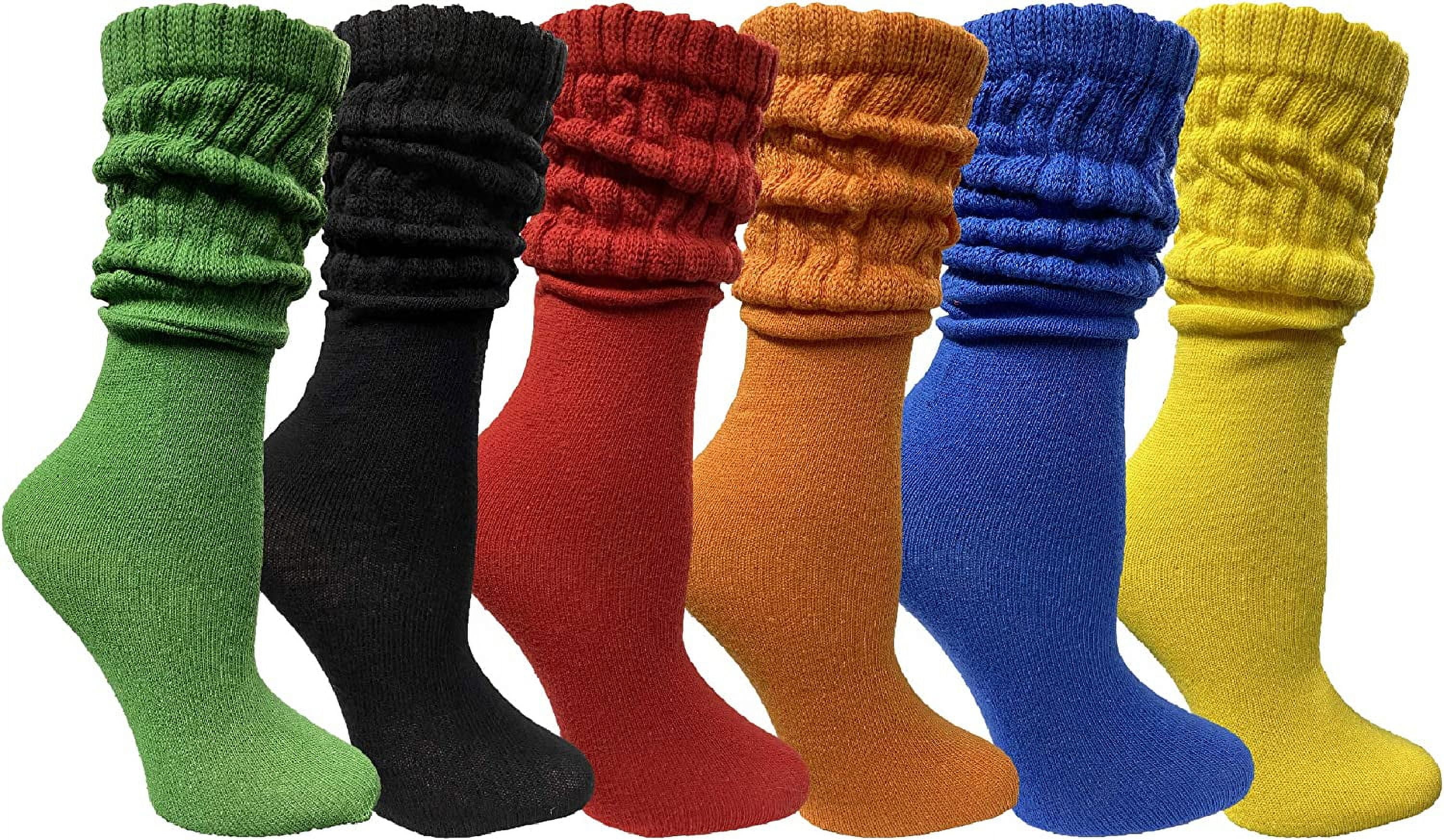Yacht & Smith Womens Soft Cotton Crew Slouch Socks, 6 Pairs Knee High ...