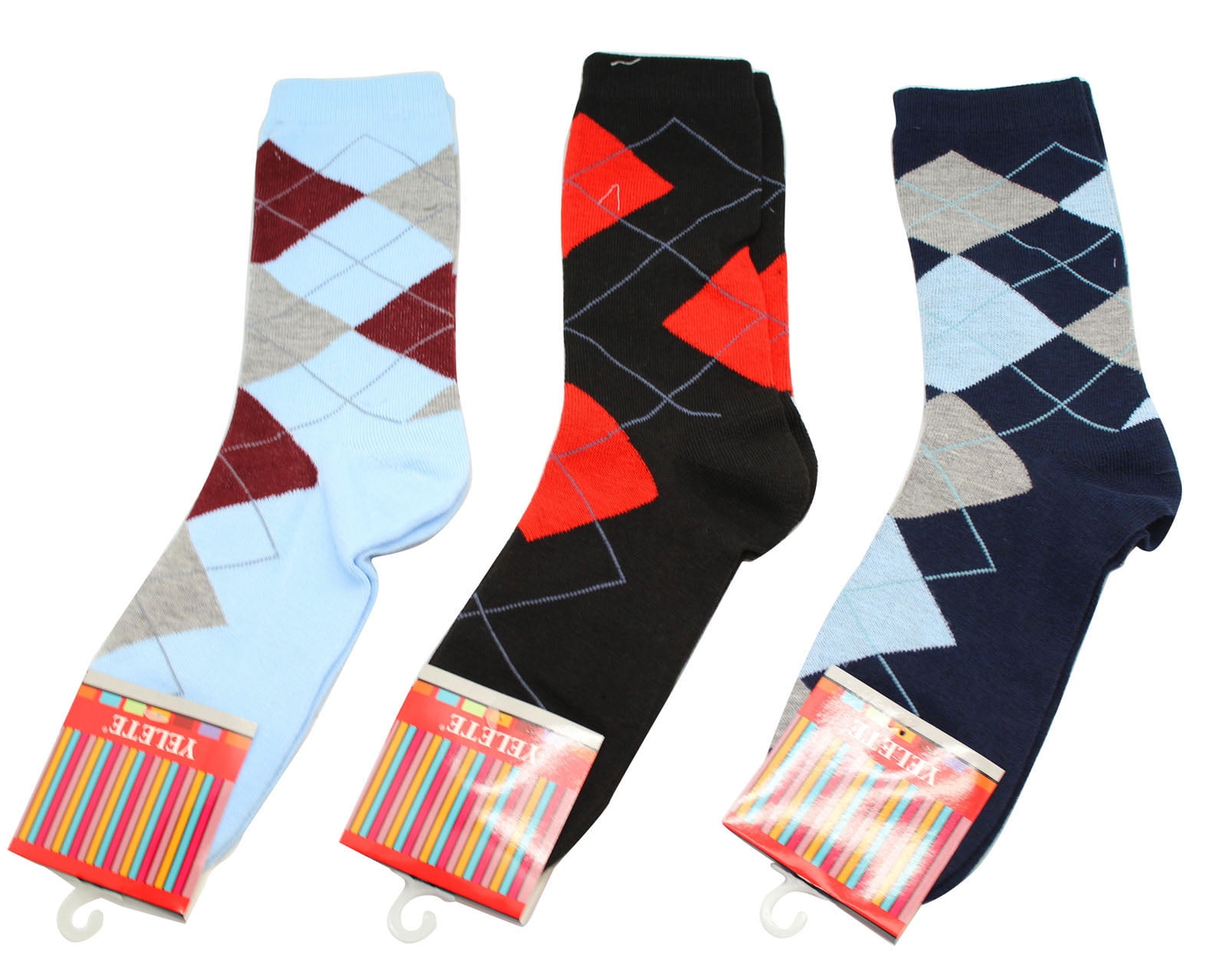 6 Pairs Yelete Assorted Color Golf Patch Design Woman Long Cut Socks (9 ...