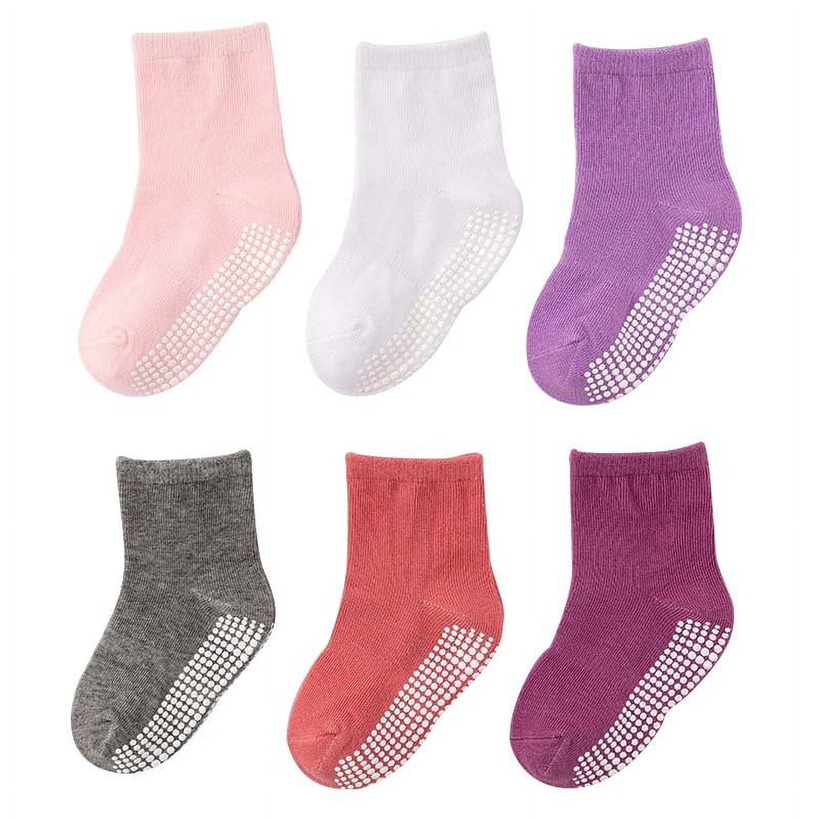 6 Pairs/lot Crew Grip Socks -Cozy Warm Non Slip Socks - Baby Toddler ...