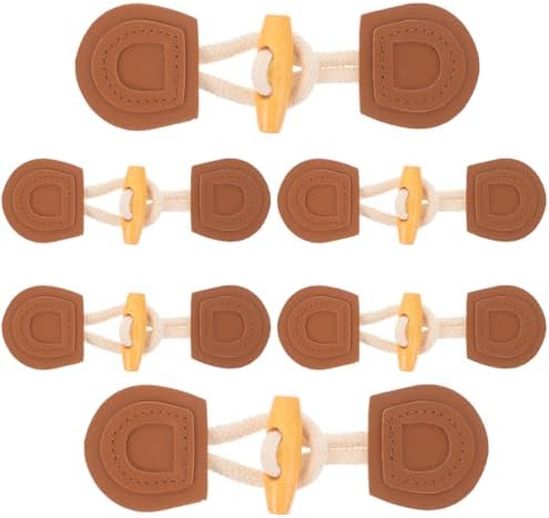 6 Pairs of Brown Toggle Buttons for Coats, Cardigans, Shawls, Leather ...