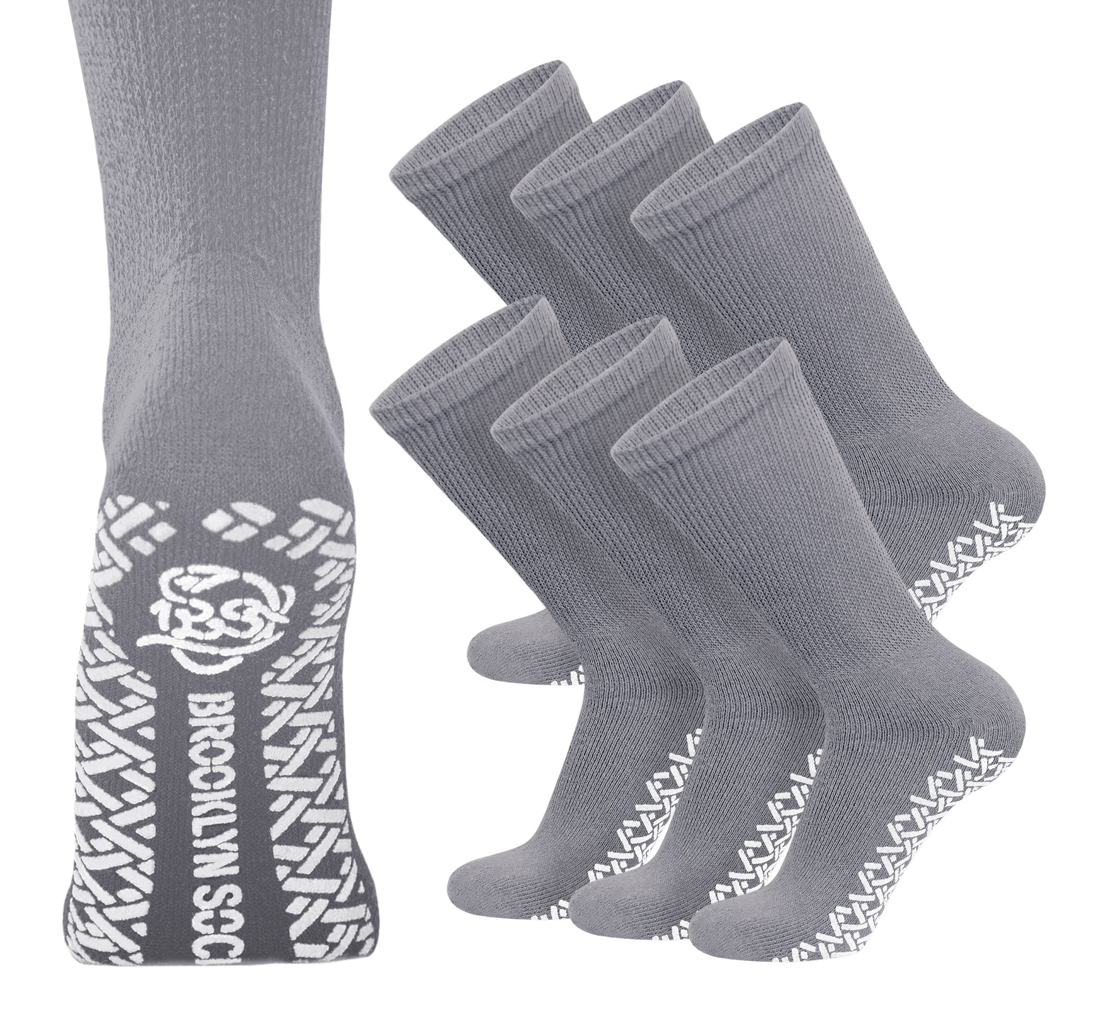 Brooklyn Socks 6 Pairs Non-Skid Diabetic Crew Socks, Non Binding Top ...