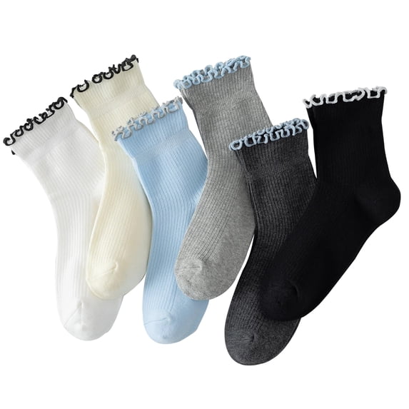 6 Pairs of Ruffle Socks Women, Cute Ruffle Ankle Socks - Walmart.com